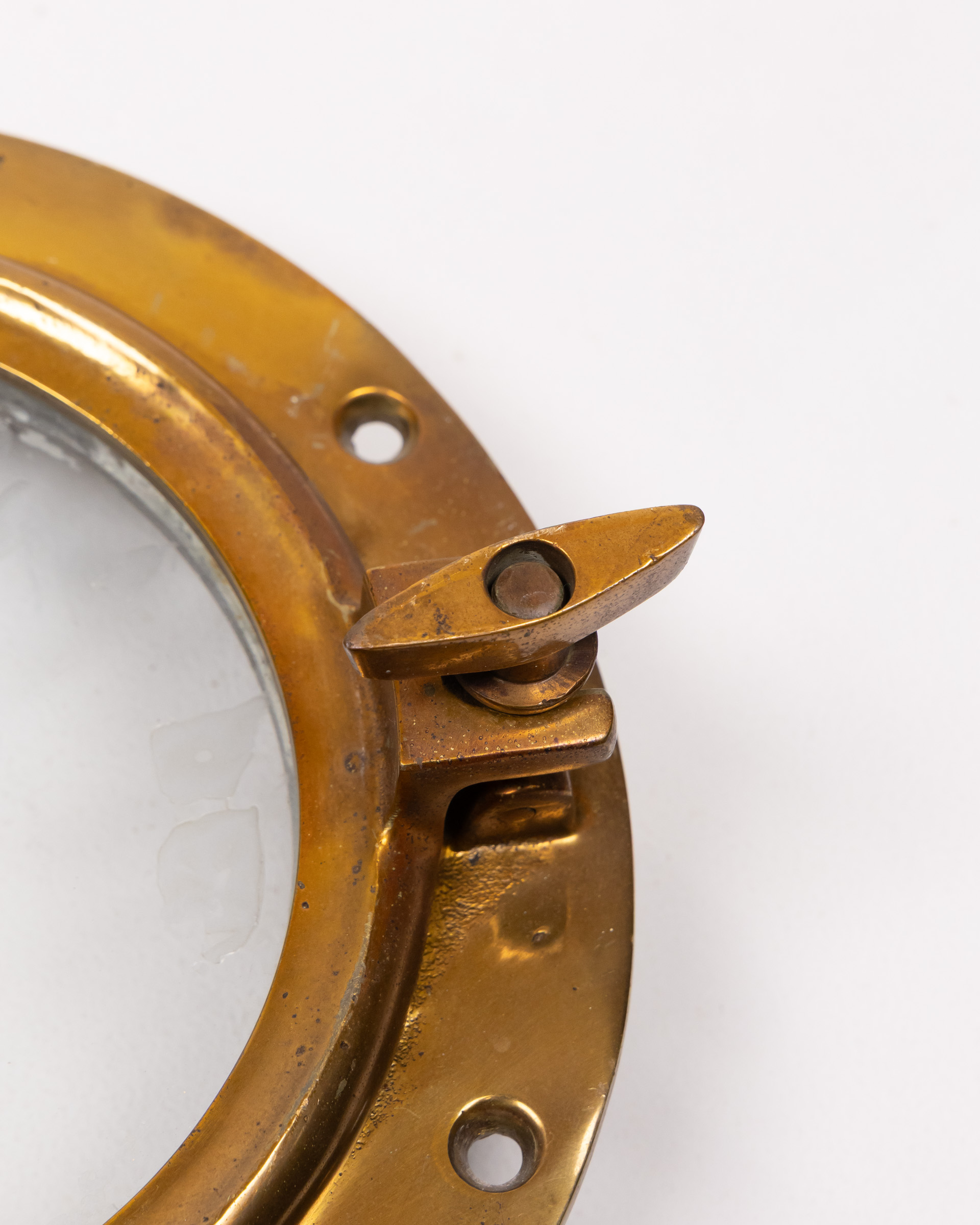 Vintage Brass Porthole with Hinged Glass - On The Square Emporium