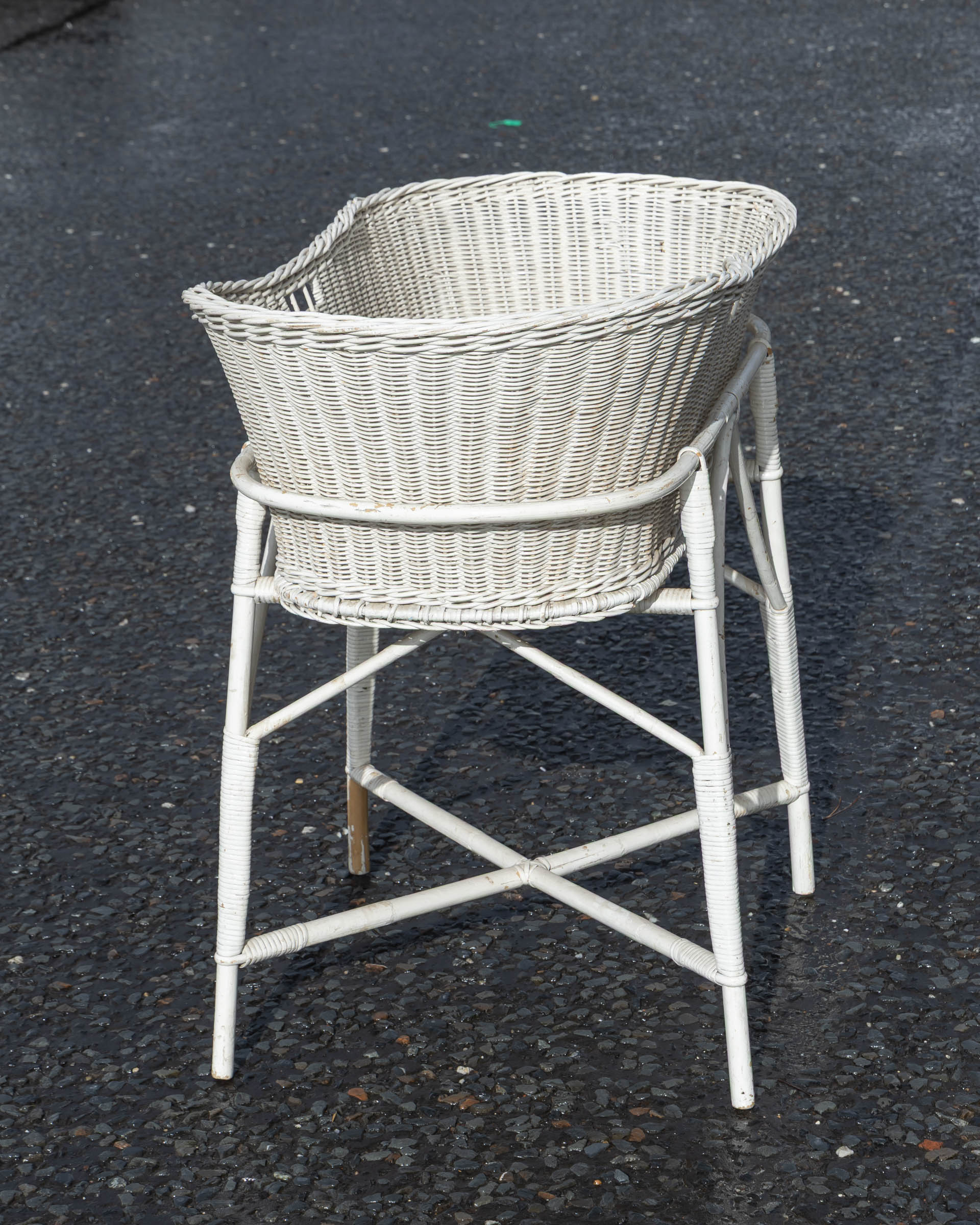 White Wicker Baby Bassinet with Stand - On The Square Emporium