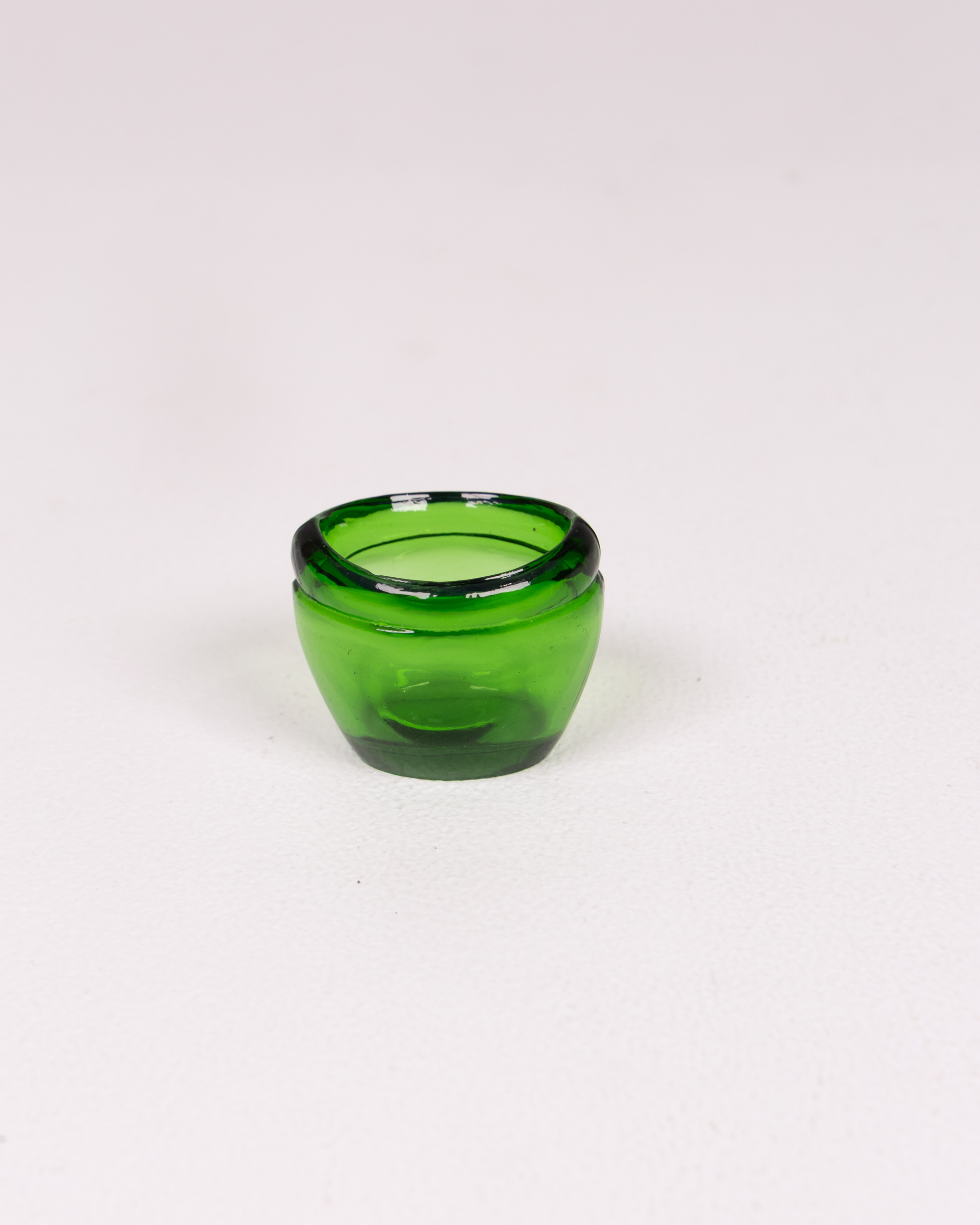 Vintage 1930s Green Glass Eye Bath with Rolled Rim - On The Square Emporium