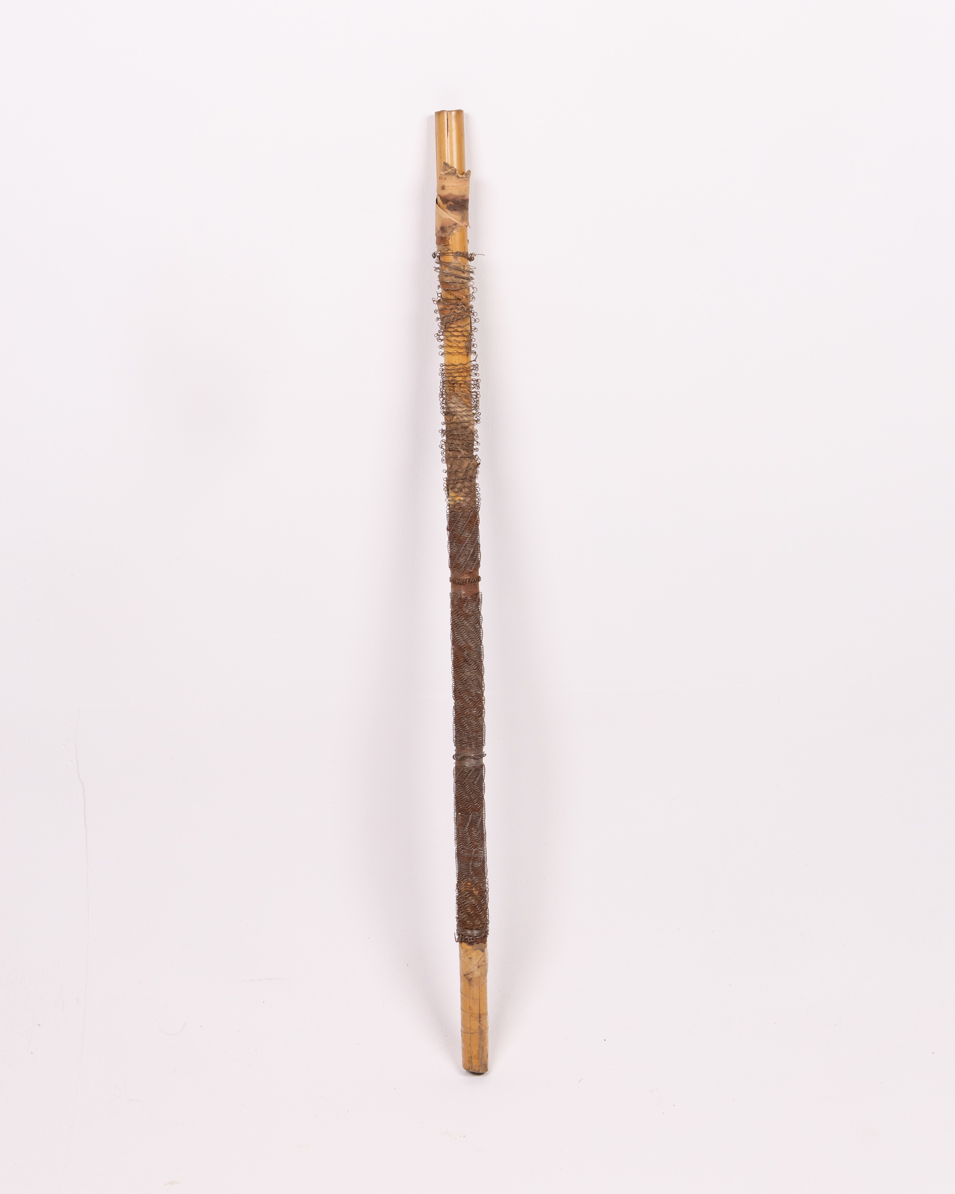 Vintage Wooden Walking Stick with Metal Wrap - On The Square Emporium