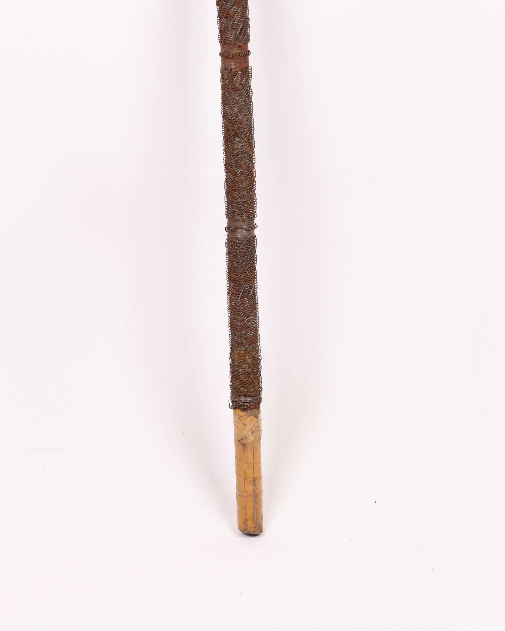 Vintage Wooden Walking Stick with Metal Wrap - On The Square Emporium
