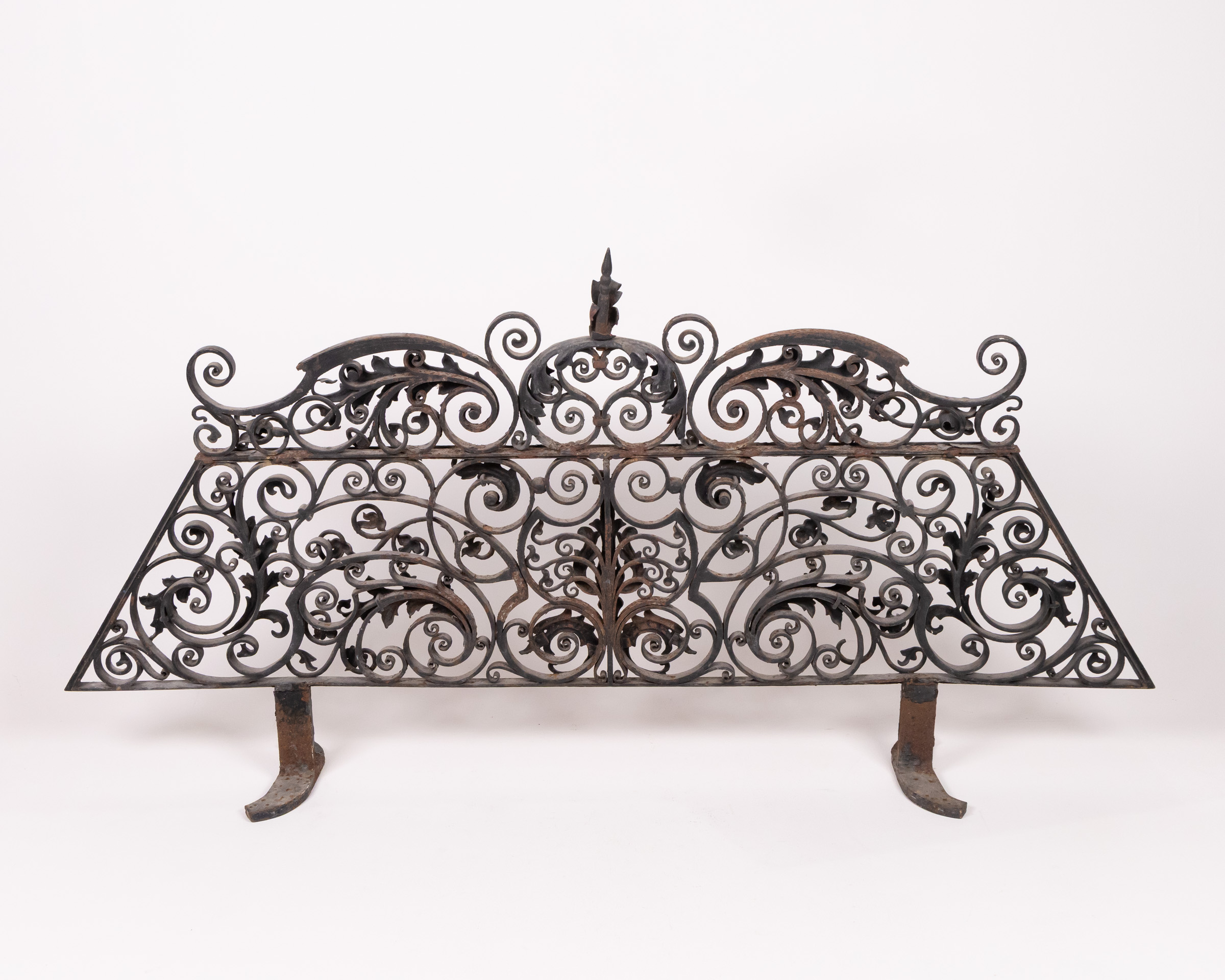 Antique Wrought Iron Fire Grate with Ornate Design - On The Square Emporium