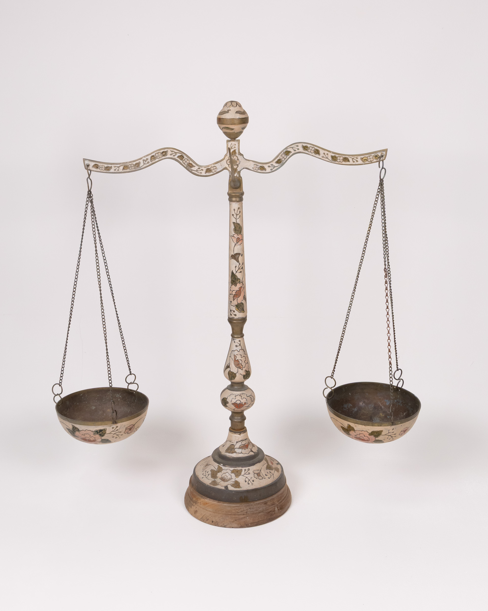 Vintage Metal Balance Scale with Floral Design - On The Square Emporium